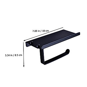 OSALADI Roll Shelf Toilet Paper Stand Toilet Paper Phone Bathroom Paper Holder Paper Towel Mount Wall Mount Clothing Rack Multi Purpose Hanger Roll Paper Rack Toilet Paper Bracket Black
