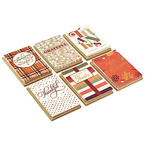Hallmark Bulk Thanksgiving Cards Assortment (72 Cards with Envelopes) Stripes, Leaves, Plaid