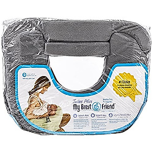 My Brest Friend Nursing Pillow for Twins | Ergonomic Breastfeeding Pillows | Supports Both Mom and Babies | Breastfeeding Essentials | Handy Side Pocket, Double Straps & Removable Cover, Dark Grey