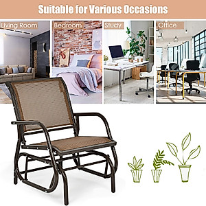 Tangkula Swing Glider Chair, Ergonomic Rocking Chair with Comfortable Fabric, Iron Frame, 4 Non-Slip Foot Pads, Outdoor Patio Glider Rocker Chair for Living Room, Garden, Backyard