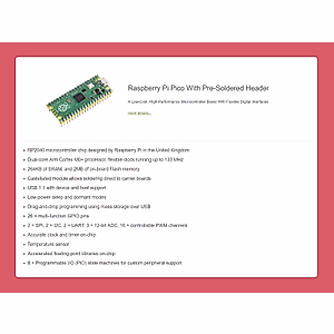 Raspberry Pi Pico Evaluation Kit (Type B) RPi Pico with Pre-Soldered Header+1.14 inch LCD Display+10-DOF IMU Sensor+GPIO Expander+Dual GPIO Expander