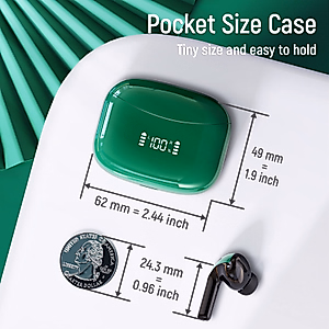 Wireless Earbuds 50H Playback Bluetooth Headphones with Wireless Charging Case Waterproof Ear Buds in-Ear Earphones with Microphone for Android Gaming Computer Laptop TV Sport ZINGBIRD-VEAT00L Green