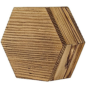 MyGift 3 Inch Brown Solid Wood Wedding Ring Box, Hexagon Shape Trinket Box and Ring Holder, Small Jewelry Gift Box