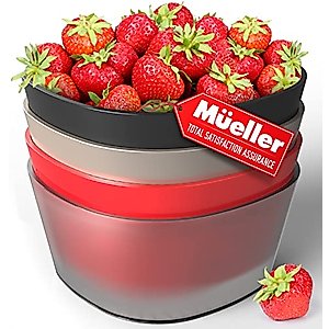 Mueller Plastic Bowls - Set of 4 Salad Bowls - Dishwasher Safe Cereal Bowl for Kids - Shatter-Proof, Versatile, European Made, 6 oz Colorful 4 Pack