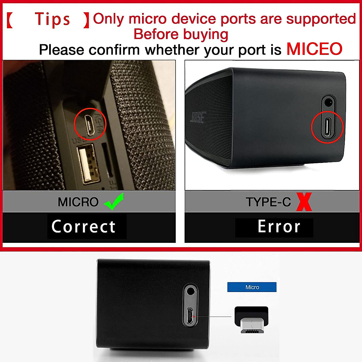 Rahhaze Replacement Charger Charging Cord Cable for MusiBaby Speaker, MusiBaby M68, M71, M88 Charger Power Cable Cord (5FT)