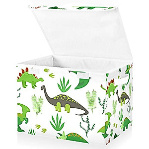 innewgogo Dinosaurs Storage Bins with Lids for Organizing Foldable Storage Bins with Handles Oxford Cloth Storage Cube Box for Car