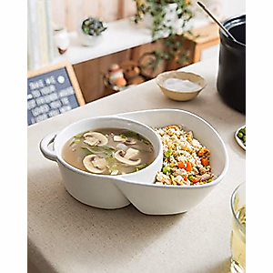 LE TAUCI Chip and Dip Bowls, Anti-Soggy Cereal Bowl, Soup and Side/Cracker Bowls Sets for Breakfast, Soup and Sandwich, Bread Dipping Bowls, Set of 2, White