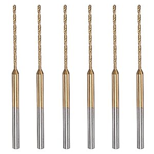 uxcell 6Pcs Mini Twist Drill Bit, 1mm Micro Engraving Drill Bits, High-Speed Steel 2.35mm Shank Titanium Coated for DIY Resin, Amber and Wood
