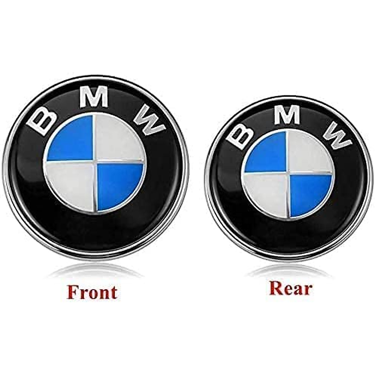 Tuborun 2Pcs Replacement for BMW Hood and Trunk Emblems 82mm + 74mm Badge for X3 X5 X6 3 4 5 6 7 8 Series 325i 328i E46 E30 E36 E34 E38 E39 E60 E65 E90 All Models
