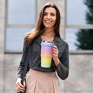 Zenbo 24 oz Insulated Cup with Handle,Silicone Boot,Leak-Proof Lid, Double Wall Vacuum Tumbler-Ideal For Cold/Hot Drinks,Travel Coffee Mug