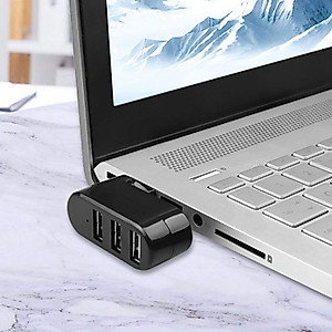 OUQYLG USB 3 Port Splitter, Mini USB Hub, USB 3 Port Compact Portable Rotatable HUB, USB Hub Dock [90°/180° Degree Rotatable] for Flash Drive Mobile HDD PC Laptop Notebook and More - Black