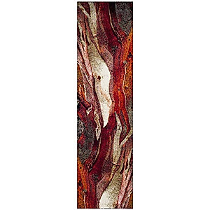 SAFAVIEH Glacier Collection 2'3" x 6' Red / Multi GLA126A Modern Abstract Non-Shedding Living Room Entryway Foyer Hallway Bedroom Runner Rug