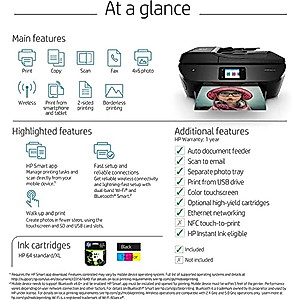 HP Envy Photo 78-55 All-in-One Wireless Color Inkjet Printer - Black -Print Copy Scan Fax - 15 ppm, 4800 x 1200 dpi, 2.65" Touchscreen CGD, 35-Page ADF, Auto 2-Sided Printing, Ethernet, WiFi
