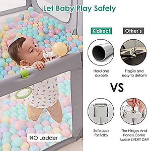 Baby Playpen, Kidirect Foldable Playpen Large Play Center Yards Play Pens for Babies, Shape & Size Adjustable Portable Infant Playpen Baby Fence Play Yard Safety Toddler Playpen
