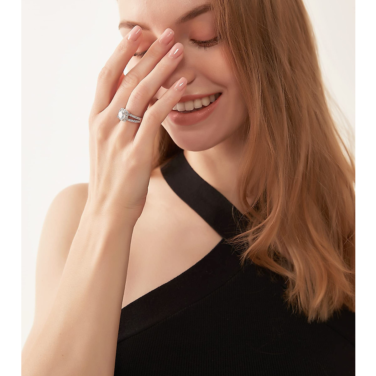 TIGRADE 2CT Wedding Band for Women Cubic Zirconia Engagement Ring Bridal Halo CZ Promise Anniversary Ring Size 3-12, Silver, Size 5.5