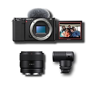 Sony Alpha ZV-E10 - APS-C Interchangeable Lens Mirrorless Vlog Camera & Content Creator Kit Black