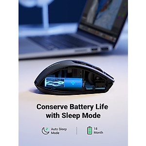 UGREEN Wireless Mouse 2.4G with USB Receiver, 5-Level 4000 DPI 6 Buttons,18 Months Battery Life Cordless Mouse, Ergonomic Computer Mice for Laptop, Computer, PC, MacBook, Chromebook Black