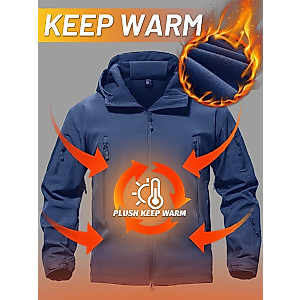 TACVASEN Men's Ski Snow Fleece Jackets Special Ops Military Tactical Pockets Rain Jacket Waterproof Warm Fall Winter Coat Softshell Royal blue 2XL