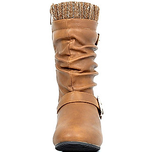 DREAM PAIRS Girl's Faux Fur Lined Knee High Winter Riding Boots(Toddler/Little Kid/Big Kid),Size 1 Little Kid,Camel,KLOUCH