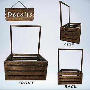 Baby Shower Crate Closet, Large Wooden Baby Basket with Handle, Baby Storage Crate Hamper, Baby Shower Gifts Crate, New Born Baby Gifts Basket for Boys Girls, Pregnancy Gifts for New Parents(Brown)