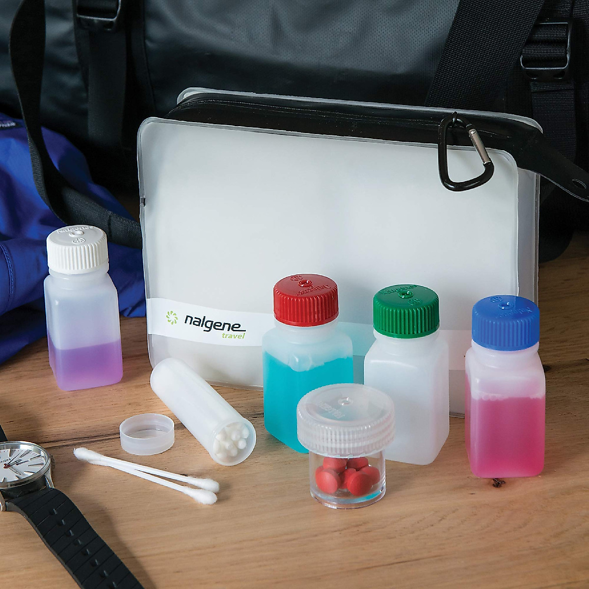 Nalgene 562114-0002 2oz Wide-Mouth Square Bottle, HDPE, Multi