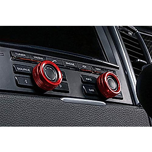 iJDMTOY 2pc Red Sports Aluminum AC Climate Control and Radio Volume Knob Ring Covers Compatible With Porsche 2014-up Macan, 2011-2018 Cayenne, 2010-2016 Panamera, 2012-2019 911