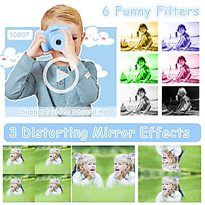 Kids Digital Camera,NINE CUBE Little Toy Camera for Boys & Girls 3-7 Years Old, Children Long Lens Digital Video Camera for Kids Gifts, Blue Camcorder with 32G SD Memory Card