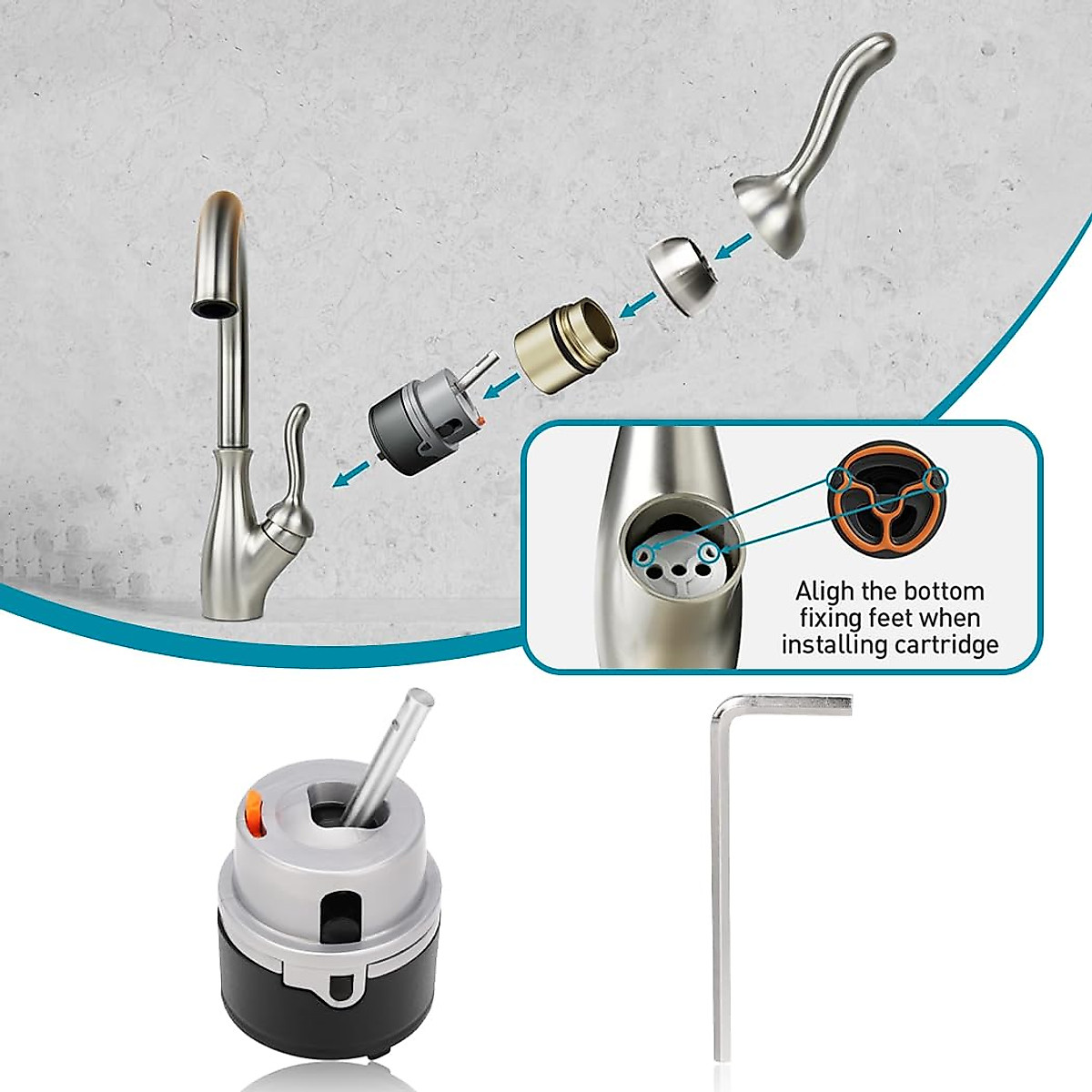 RP50587 Cartridge Valve for Delta DTS Faucet Cartridge Repair Kit, Kitchen Lavatory Shower Faucet Valve Assy, Works with DIAMOND Seal Technology Models Featuring Motion Cartridge with Allen Wrench