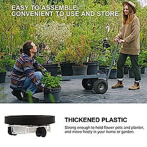 Cabilock Planter Dolly Caddy Plant Stand Round Flower Pot Mover Drip Trays with Wheel Plants Trolley Holder Coaster for Home Patio Garden 9X21CM (Black) Heavy Duty Plant Dolly