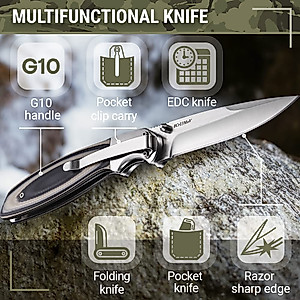 Grand Way Bundle of 2 Items - Japanese Fixed Blade Tanto Knife - 5,9" Polished Sharp Blade - Knives with Paracord Handle - Hiking Hunting Knofe - Sharp Blade Tool - Birthday Christmas Gifts for Men