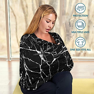 Nursing Cover Breastfeeding Scarf Abstract Black Marble Stone Baby Car Seat Covers Soft Breathable Infant Carseat Canopy Stroller Cover for Boys Girls