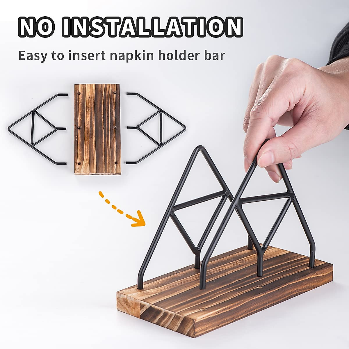 Choxila Napkin Holder for Table, Napkin Dispenser with Black Metal Wire for Modern Farmhouse Decor Restaurant Kitchen Decor
