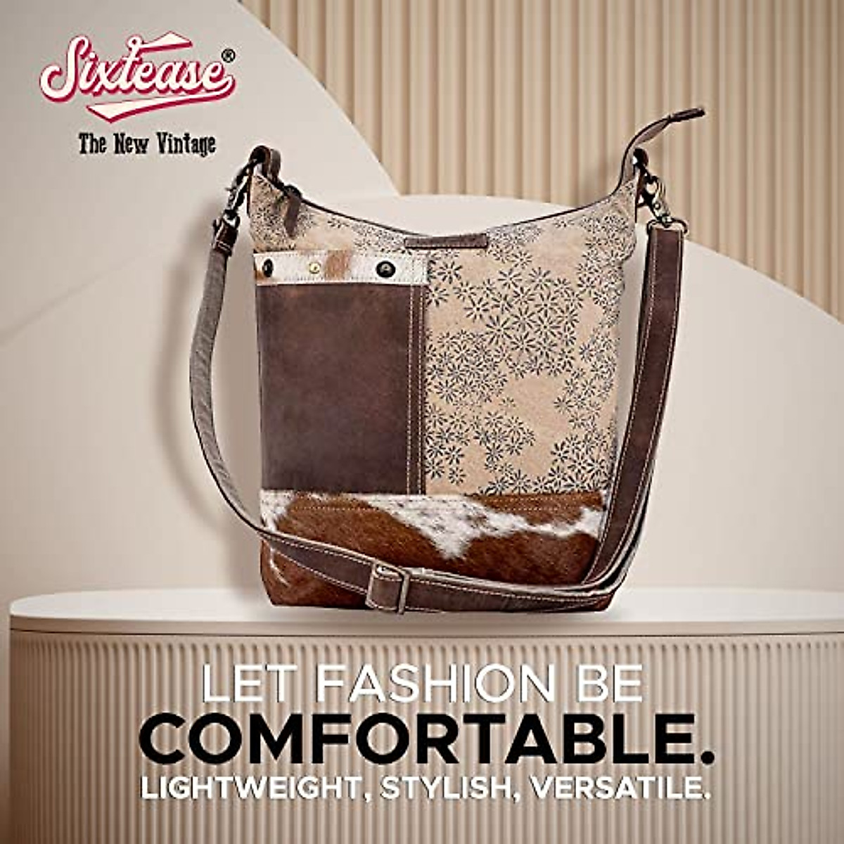 SIXTEASE Womens Shoulder Bag Vintage Style Shoulder Bags for Women - Made with Genuine Leather, Upcycled Canvas, or Hair On - Handmade, Adjustable Strap, Brass and Zinc Hardware - Style Bites