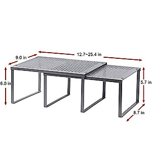 NEX Kitchen Shelf Organizer for Cabinet Counter Cupboard Pantry, Stackable & Expandable All Metal + Bamboo and Metal