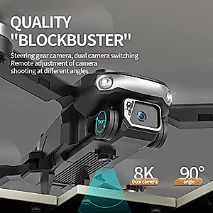 EVTSCAN Drones with Camera for Adults Kids - Foldable RC Quadcopter, Helicopter Toys, with Brushless Motor and Dual HD Lens, One Key Start, for Beginners