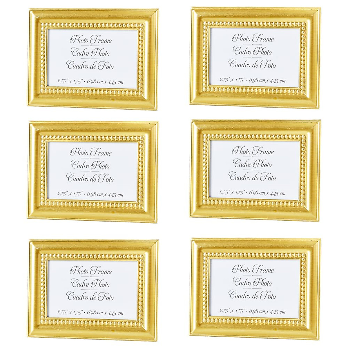 Kate Aspen Beaded Mini Gold Picture Frames/Place Card Holder, Wedding Decor, Wedding Favors, Tabletop Photo Holder (Set of 6)