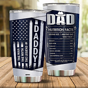 WONWIX Dad Tumbler Gifts for Daddy from Daughter Son Nutrition Facts 20oz Stainless Steel Insulated with Lid Thermos Coffee Cup Travel Drinking Mug Christmas Birthday Retirement Gift Fathers Day