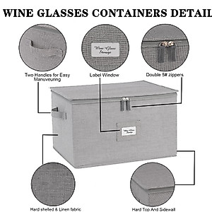MeYouRow.C Wine Glass Storage,crystal Stemware Storage Cases For Champagne/ White & Red Wine Glass,Glasses Cup Storage Box With Dividers For 12.