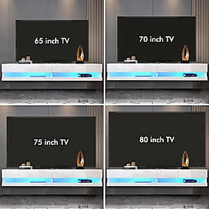 Kennkari Wall Mounted TV Stand with LED Lights - Floating Entertainment Center for 50-75 Inch TV