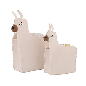 NoJo White Felt Llama Shaped 2Piece Nursery Storage Caddy Set, White, Tan