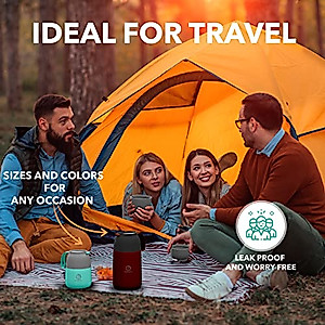 ENERGIFY Vacuum Insulated Food Jar. 17oz Thermos Includes Folding Spoon and Cup. Hot & Cold Drinks, Lunch Container For Kids and Adults. Made of Premium BPA-Free Stainless Steel, Leak Proof, Blue