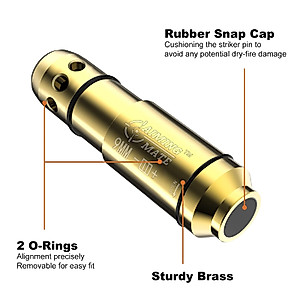 AIMINGMATE 9mm Laser Training Cartridge with Built in Rubber Snap Cap for Dry Fire and Laser Bullet Sight Training Including Extra Back Cap