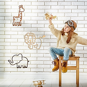 Yulejo Nursery 3 Pieces Jungle Theme Nursery Decor Wooden Animal, Woodland Safari Wall Decor with Glue Points for Bedroom Decor (Lion, Elephant, Giraffe)