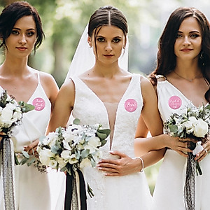 Team Bride Buttons - (1) Bride, (1) Maid of Honor, & (8) Team Bride Button | Bachelorette Party Bride Squad Buttons Favors Supplies Decoration Favor Kit Gifts Bridal Party Pins Wedding Set Gift (Pink)