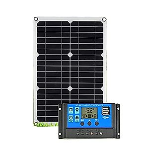 DSJ 12V 180W Protable Solar Panel Kit with 10A/20A LCD Display/2 USB Port Solar Charge Controller Off Grid Monocrystalline Module/40A