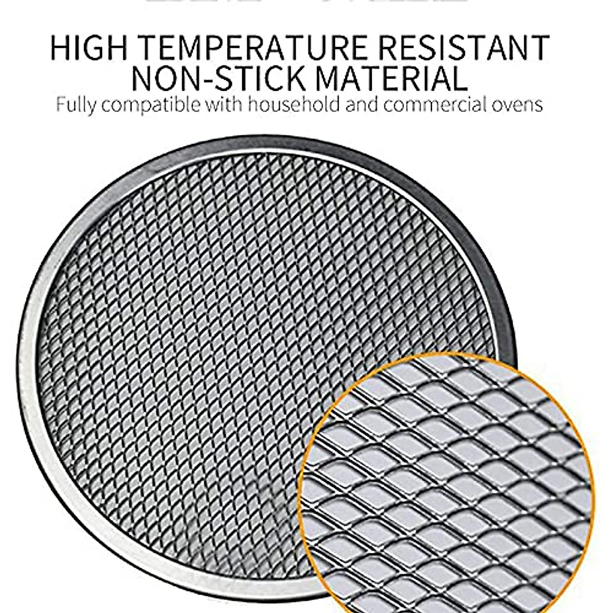 WSHA 1Pcs 6-22 inch Pizza Baking Screen, Aluminum Alloy Seamless Pizza Crisper Tray Non Stick Mesh Baking Tray for Oven, BBQ, Cookware,22inch