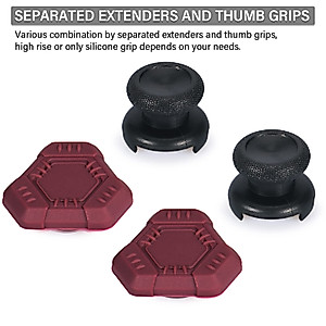 Playrealm FPS Thumbstick Extender &Texture Rubber Silicone Grip Cover 2 Sets for Xbox Series X/S & Xbox One Controller(UFO Red)