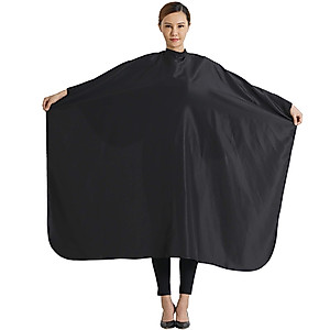 SMARTHAIR Professional Salon Cape Polyester Haircut Apron Barber Cape,54"x62",Black,C007001E-L