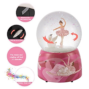 Dreamwizor Snow Globe for Birthday, Ballet Recital Gift, Made with Real Glass, Collectible Ballet Dancer Snowglobe for Adult, Musical Snow Globe Gift for Wife, Women and Girls, Tuned Swan Lake