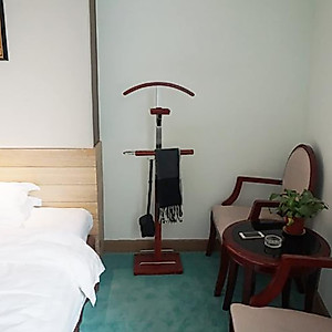 KARMIO Suit Valet Stand with Pant Bar Clothing Valet Rack with Small Tray Wood Freestanding Valet Rack for Women and Men,Used in Entryway Office Living Room